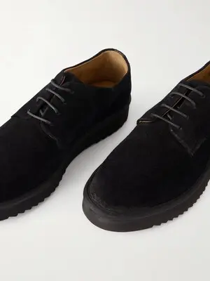 Grenson Byron Webbing-trimmed Suede Derby Shoes