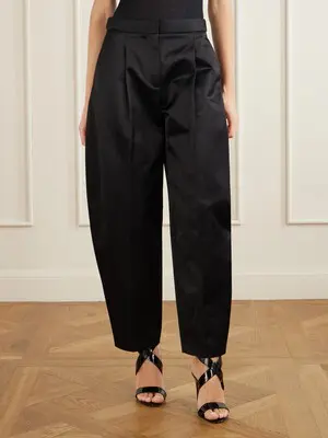 Alaïa Pleated Cotton-blend Tapered Pants - Black