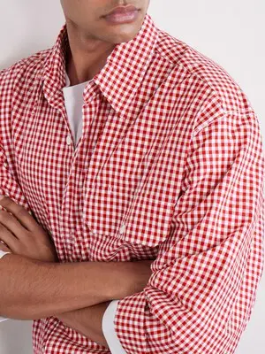 FRIZMWORKS Ease Gingham Cotton Shirt - Red