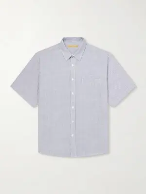 FRIZMWORKS Striped Cotton-blend Seersucker Shirt - Blue