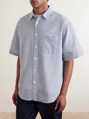 FRIZMWORKS Striped Cotton-blend Seersucker Shirt