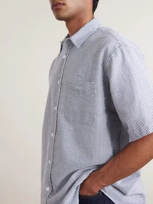 FRIZMWORKS Striped Cotton-blend Seersucker Shirt