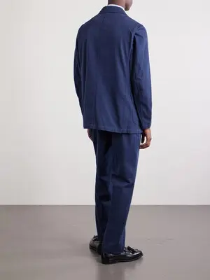 DRAKE'S Games Herringbone Cotton Suit Jacket - Blue