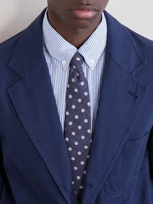 DRAKE'S Games Herringbone Cotton Suit Jacket - Blue