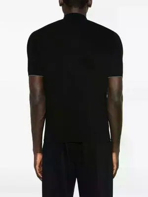 Brunello Cucinelli Ribbed Button Polo Shirt - Black