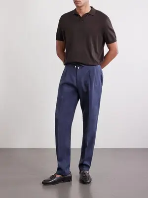 DE PETRILLO Straight-leg Pleated Linen Trousers
