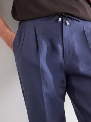 DE PETRILLO Straight-leg Pleated Linen Trousers