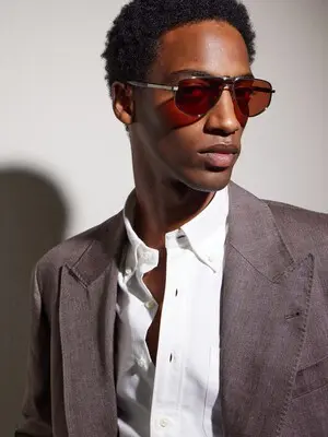 Brunello Cucinelli Aviator-style Titanium Sunglasses
