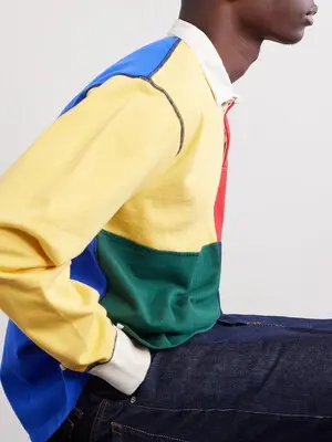 DRAKE'S Colour-block Cotton-jersey Rugby Shirt - Multi