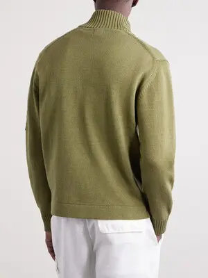 C.P. COMPANY Logo-appliquéd Knitted Zip-up Cardigan