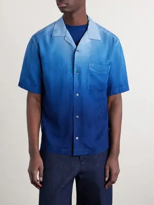 Blue Blue Japan Camp-collar Dégradé Woven Shirt