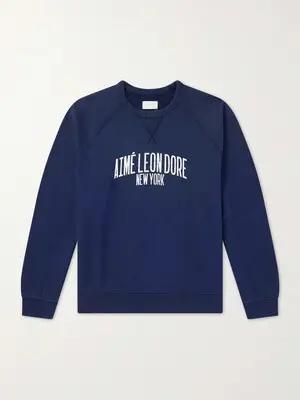 Aimé Leon Dore Logo-print Cotton-blend Jersey Sweatshirt - Blue