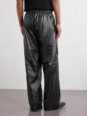 Balenciaga Straight-leg Logo-print Leather Sweatpants