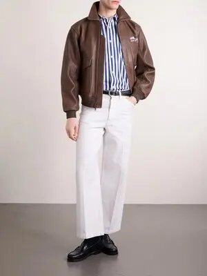 Aimé Leon Dore Oversized Logo-embroidered Striped Cotton Shirt