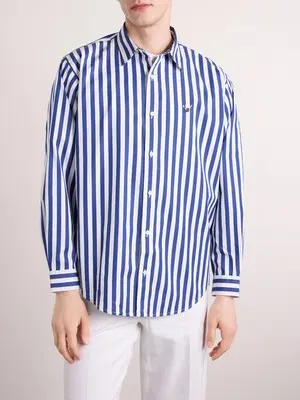 Aimé Leon Dore Oversized Logo-embroidered Striped Cotton Shirt