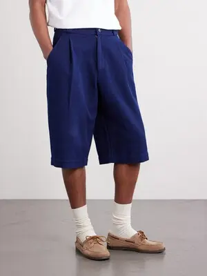 Blue Blue Japan Wide-leg Sashiko Cotton Shorts