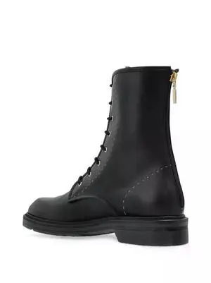 Max Mara Lace-up Combat Boots With Gold-tone Zipper - Black