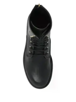 Max Mara Lace-up Combat Boots With Gold-tone Zipper - Black