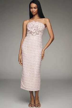 Mac Duggal 3d Floral Strapless Midi Dress