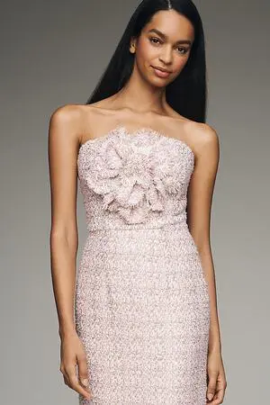 Mac Duggal 3d Floral Strapless Midi Dress