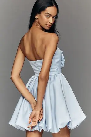 Mac Duggal Rosette Strapless Bubble Mini Dress