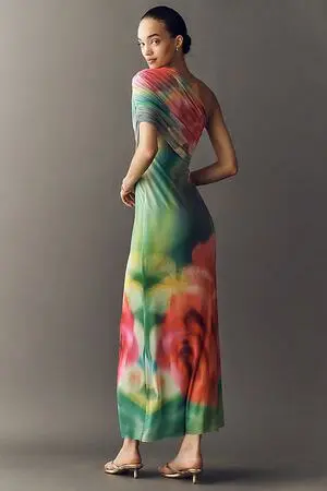 AFRM Mirabel One-shoulder Maxi Dress - Green Pattern