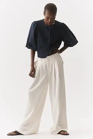 DOLAN LEFT COAST Bow Puff-sleeve Blazer Jacket