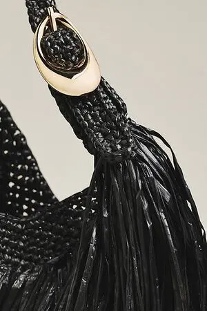 Anthropologie Fringe Hobo Bag - Black