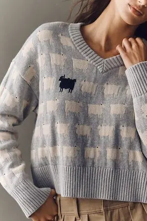 ROWING BLAZERS Diana Cotton Sheep Sweater - Grey