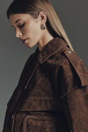 Avec Les Filles Faux Suede Utility Bomber Jacket