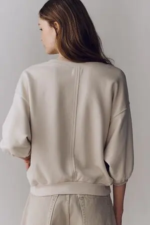 PILCRO Embroidered Relaxed Pullover - Ivory Pattern
