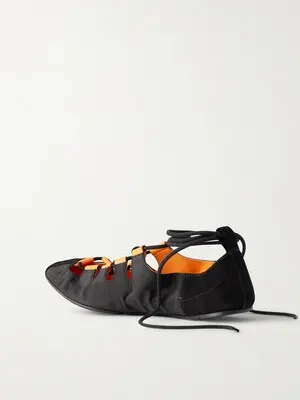 Alaïa Suede-trimmed Shell Ballet Flats