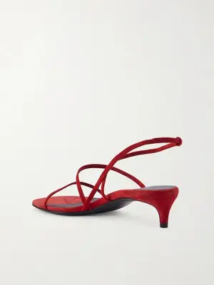Khaite Loop Suede Sandals - Red
