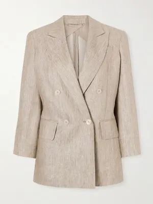 Max Mara Double-breasted Linen Blazer - Neutrals