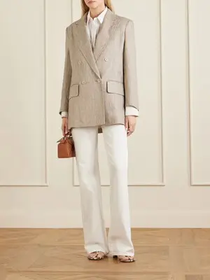 Max Mara Double-breasted Linen Blazer - Neutrals