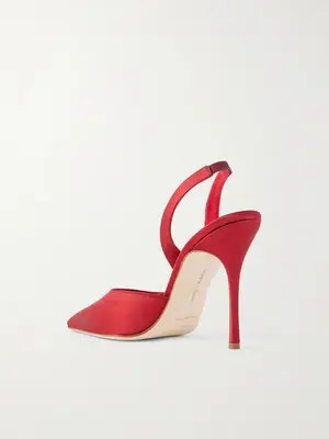 Manolo Blahnik Borelapla 105 Satin Slingback Pumps - Red