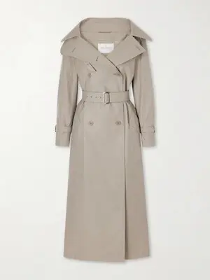Max Mara Belted Cotton-gabardine Trench Coat - Gray