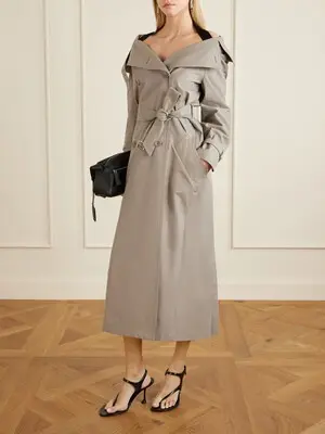 Max Mara Belted Cotton-gabardine Trench Coat - Gray