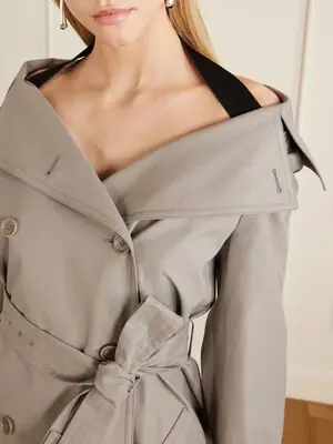 Max Mara Belted Cotton-gabardine Trench Coat - Gray