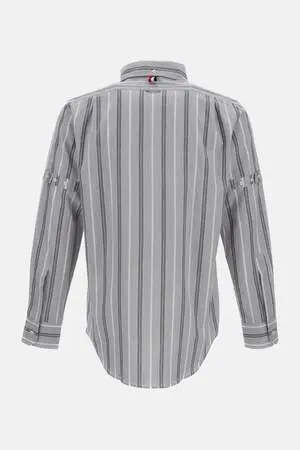 Thom Browne Camicia A Righe In Cotone - Grey