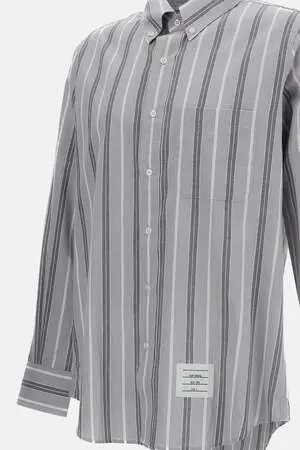 Thom Browne Camicia A Righe In Cotone - Grey