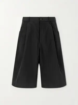 WILLY CHAVARRIA Chilango Straight-leg Pleated Woven Bermuda Shorts - Black