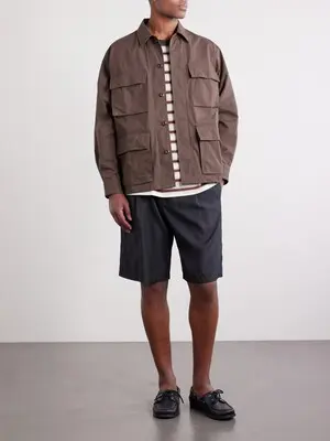 WTAPS Logo-print Cotton-blend Cordura® Overshirt - Brown