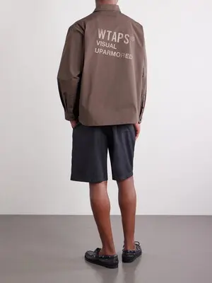 WTAPS Logo-print Cotton-blend Cordura® Overshirt - Brown
