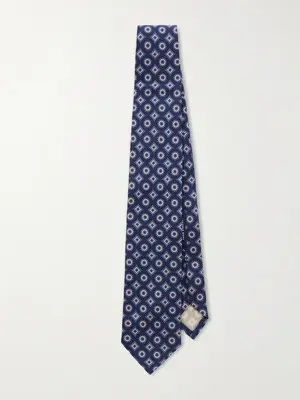 Thom Sweeney 8cm Printed Silk Tie - Blue