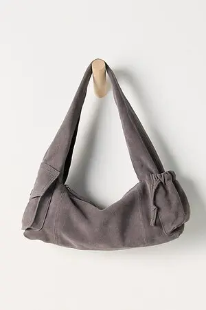 Free People Soto East West Suede Shoulder Bag - Charcoal