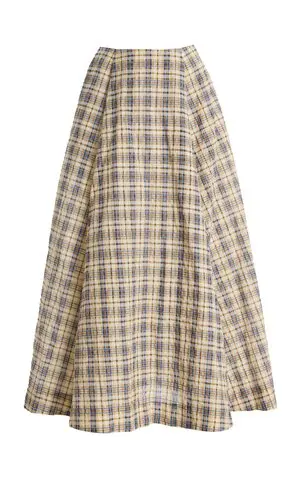 BERNADETTE Bernadette Kennedy Cotton-Blend Checked Midi Skirt