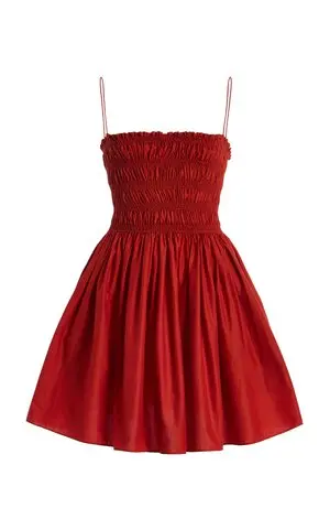 Matteau Shirred-bodice Mini Dress - Red