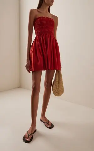 Matteau Shirred-bodice Mini Dress - Red