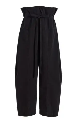 Matteau Fisherman Cotton Drawcord Wide Leg Pants - Black